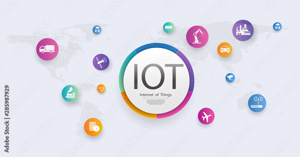 Internet of things (IOT) banner. Connectivity device concept network ...