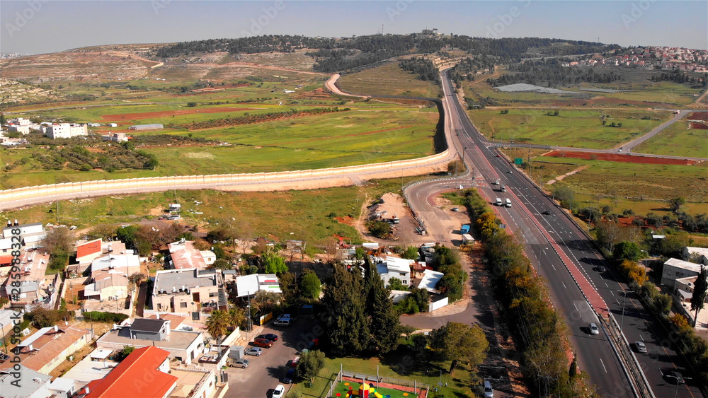 Israel Security wall aerial View Aerial footage of the Israeli ...