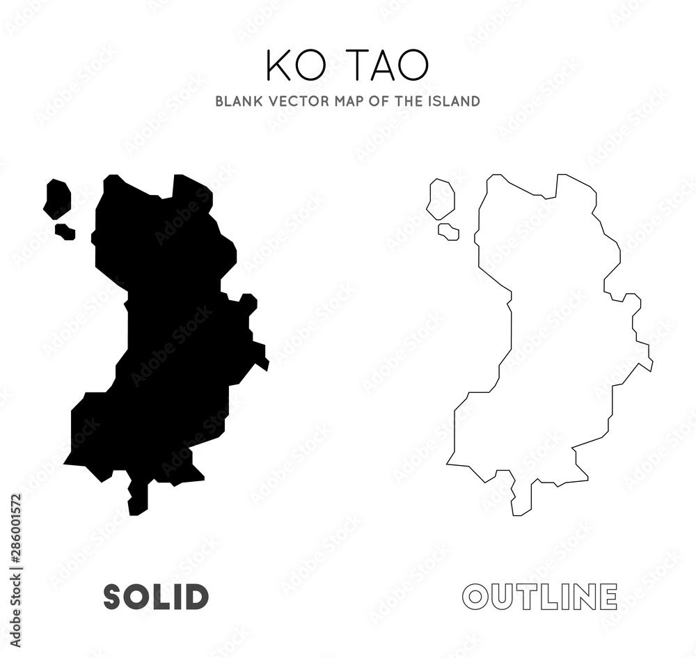 Ko Tao map. Blank vector map of the Island. Borders of Ko Tao for your ...