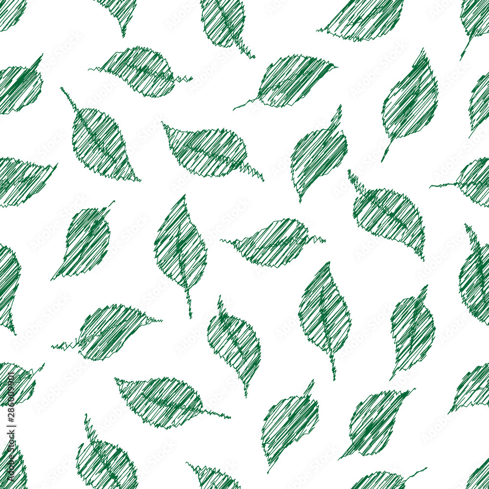 Seamless natural pattern of green leaves on a transparent background ...