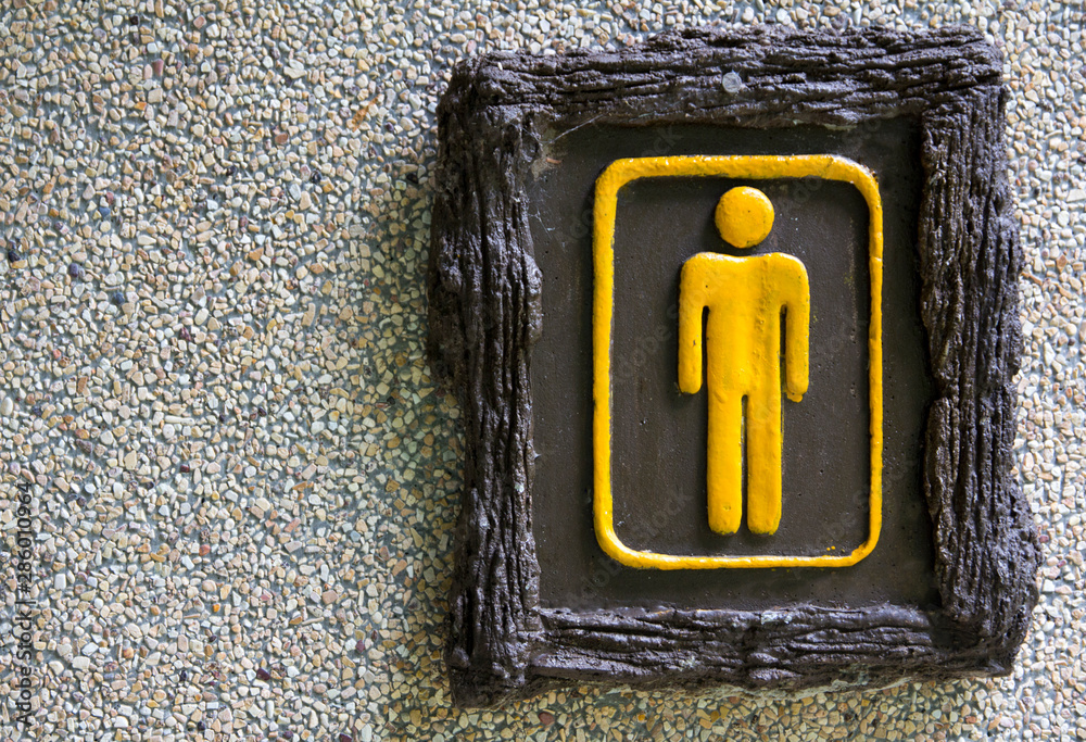 Modern public toilet sign on rock background, Public restroom signs ...