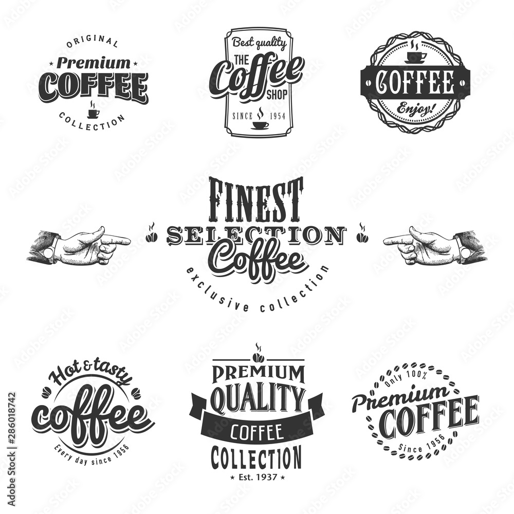 Set Of Vintage Retro Coffee Logos For Badges And Labels Of Cafe And set-of-vintage-retro-coffee-logos-for-badges-and-labels-of-cafe-and