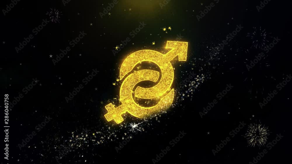 Gender Male and Female Icon on Gold Glitter Particles Spark Exploding ... Gender Male and Female Icon on Gold Glitter Particles Spark Exploding ...