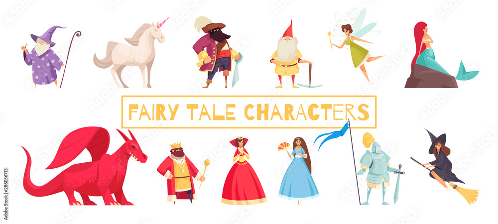 Fairy Tale Characters Set Stock Vector | Adobe Stock