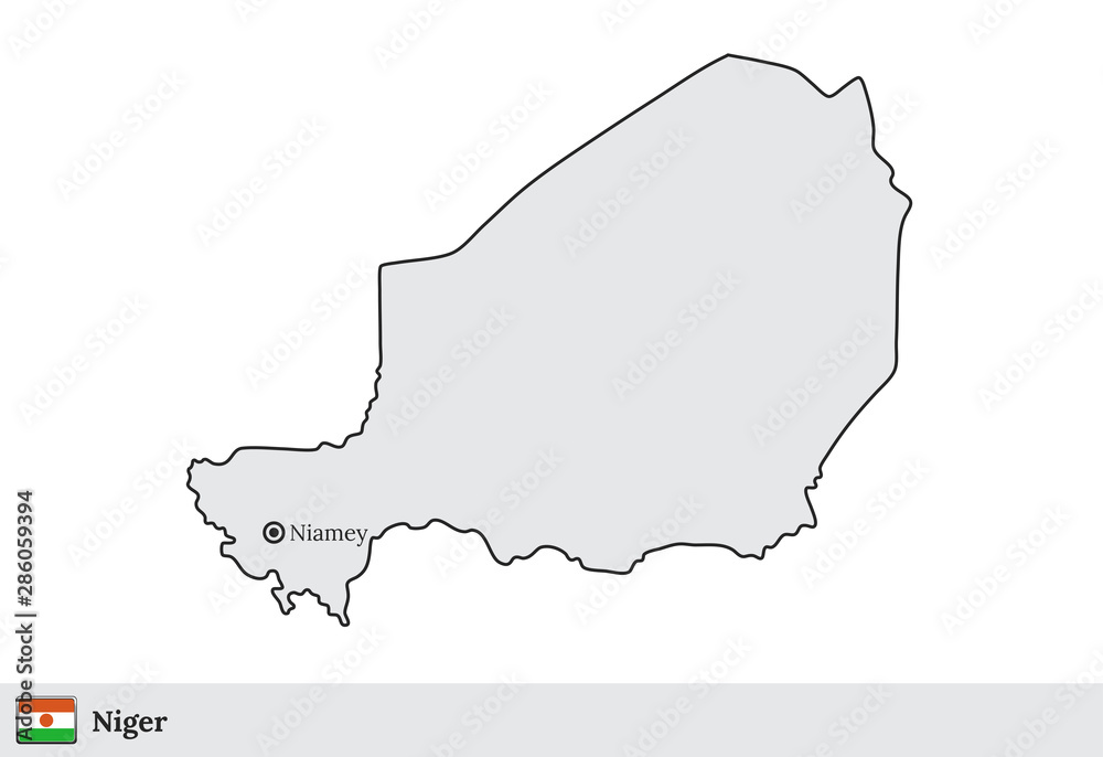 Niger vector map with the capital city of Niamey Stock Vector | Adobe Stock