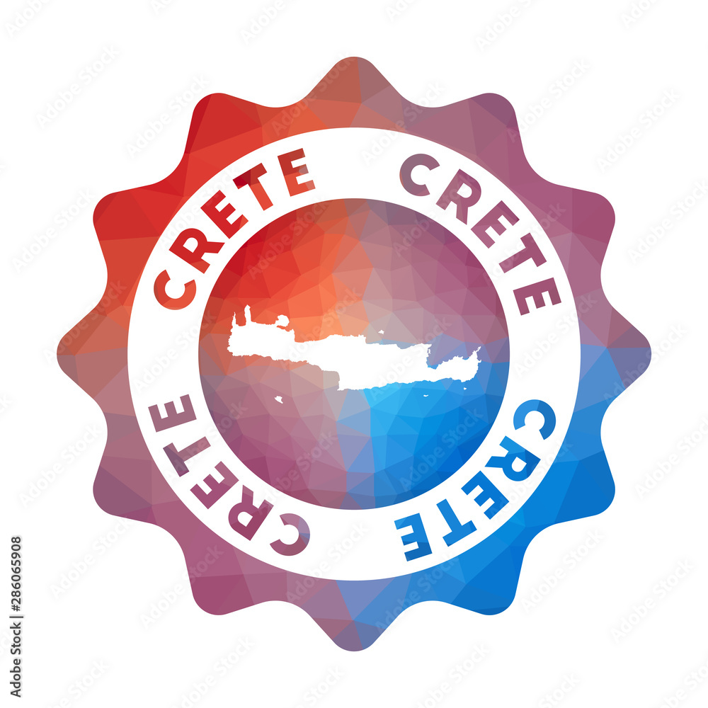 Crete low poly logo. Colorful gradient travel logo of the island in ...