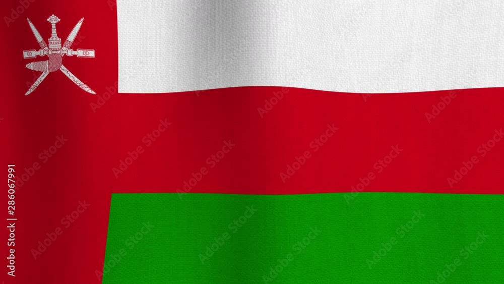 Realistic cotton flag of Oman as a background. Seamless looping ...