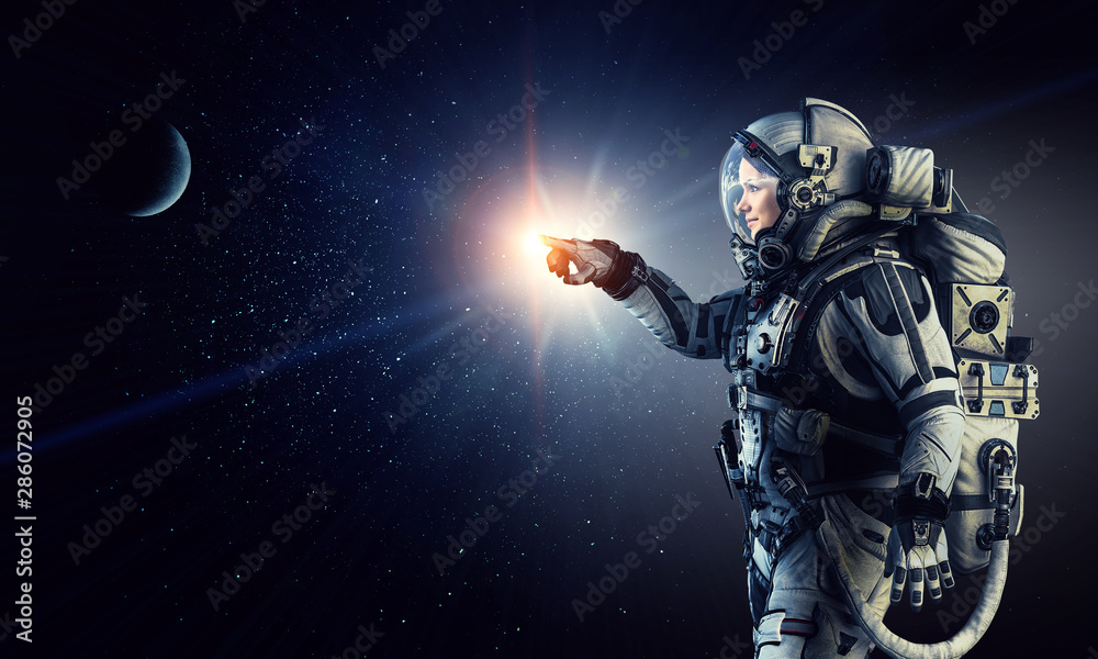 Exploring outer space. Mixed media Stock Photo | Adobe Stock