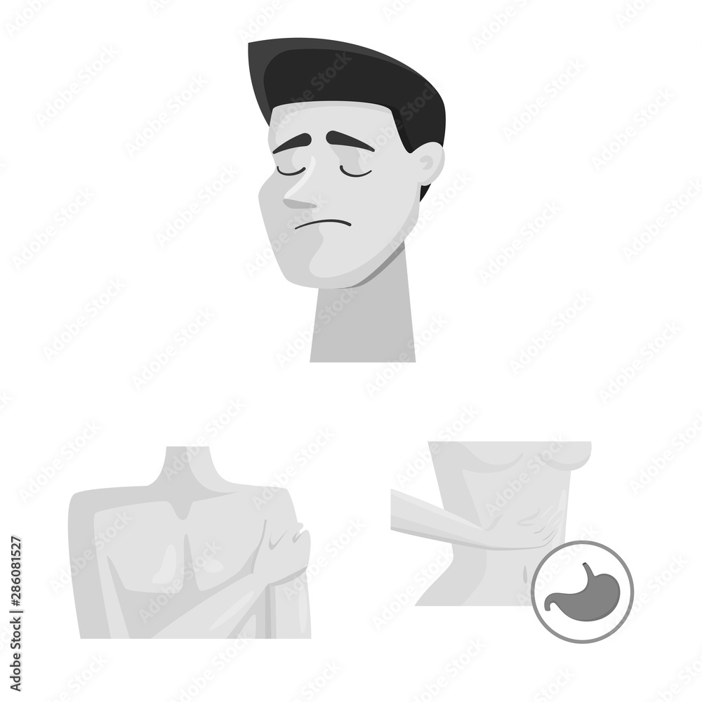 Vector illustration of suffering and injury symbol. Set of suffering ...