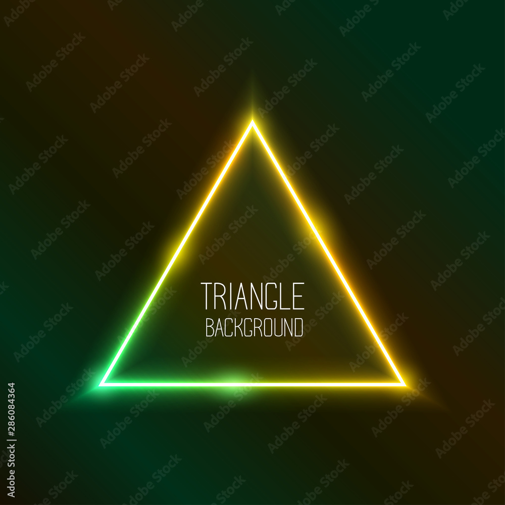 Vector abstract neon triangle light effect background. Glowing ...