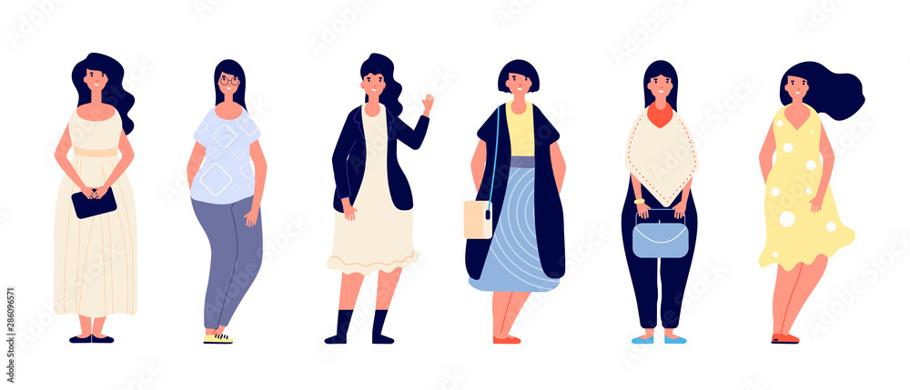 Fat women. Plus size young overweight lady in casual clothes. Beautiful ...