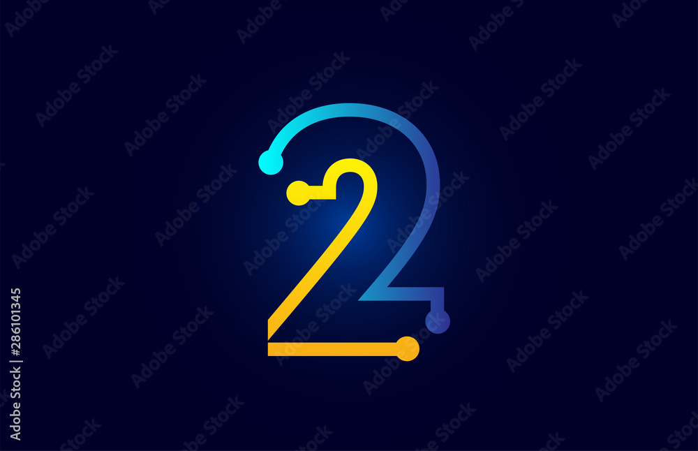 number 2 in blue and orange color for logo icon design Stock Vector ...