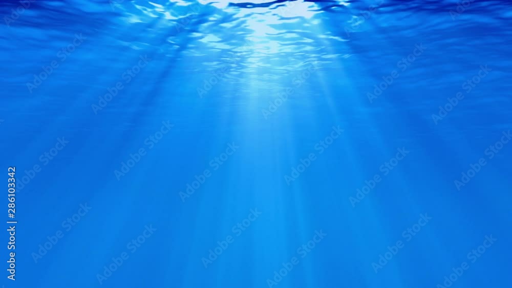 Underwater blue ocean waves ripple and flow with light rays. Seamless ...