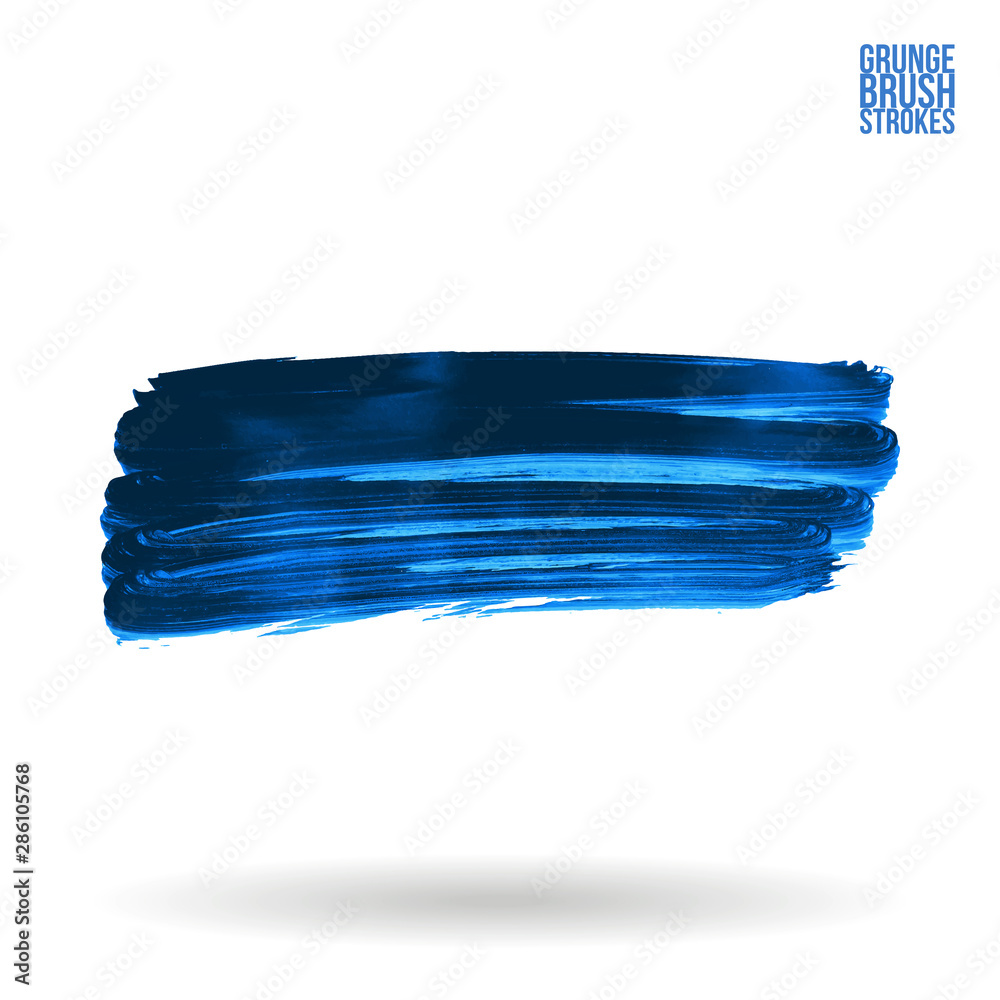 Blue brush stroke and texture. Grunge vector abstract hand - painted ...