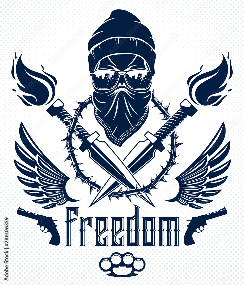 Vecteur Stock Anarchy and Chaos aggressive emblem or logo with wicked ...