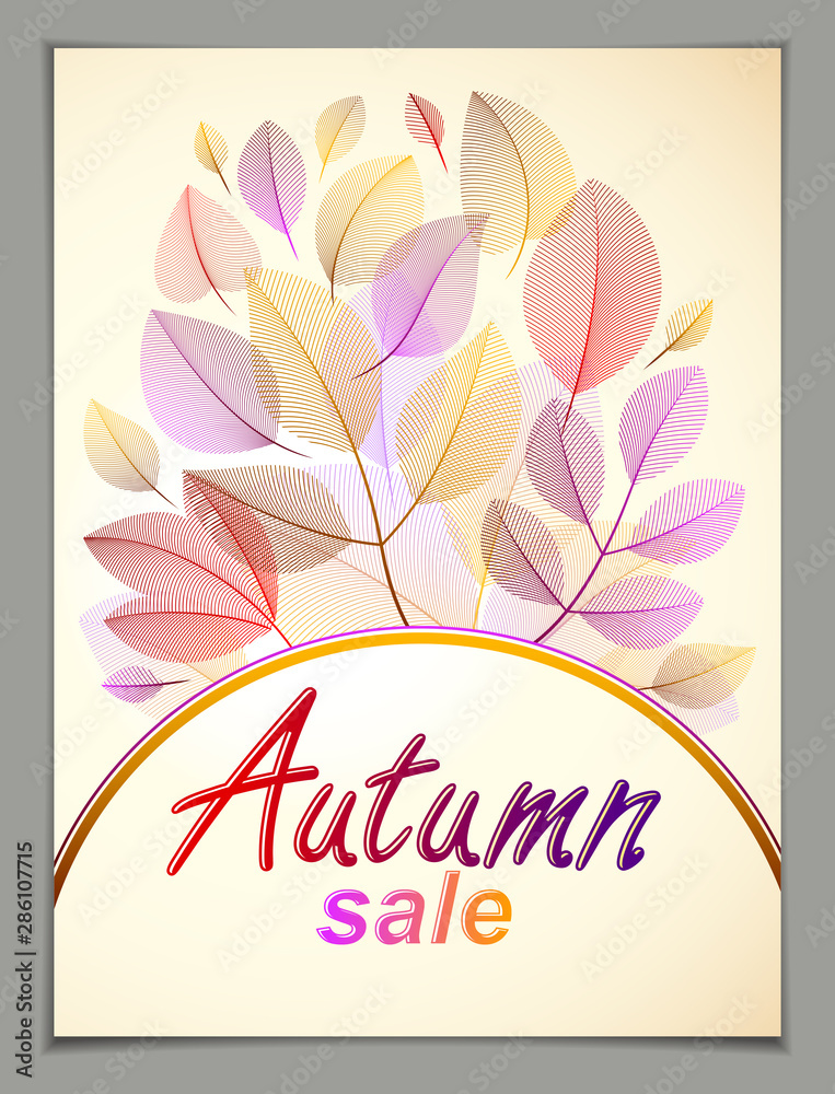 Autumn leaves vertical background, nature fall template for design ...