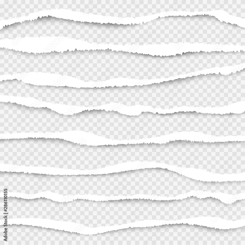 Ripped paper. Cut edges of white paper vector ripped lines realistic ... Ripped paper. Cut edges of white paper vector ripped lines realistic ...