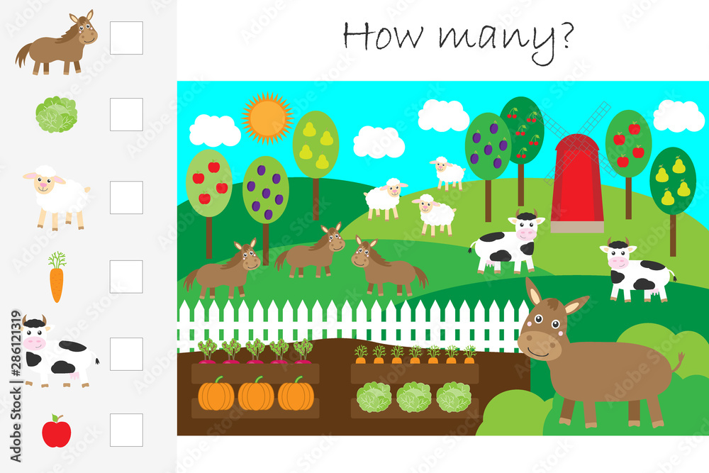 How many counting game, farm animals and garden for kids, educational ...