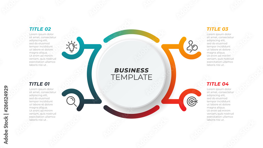 Business infographic. Cycle concept and marketing icons with 4 options ...
