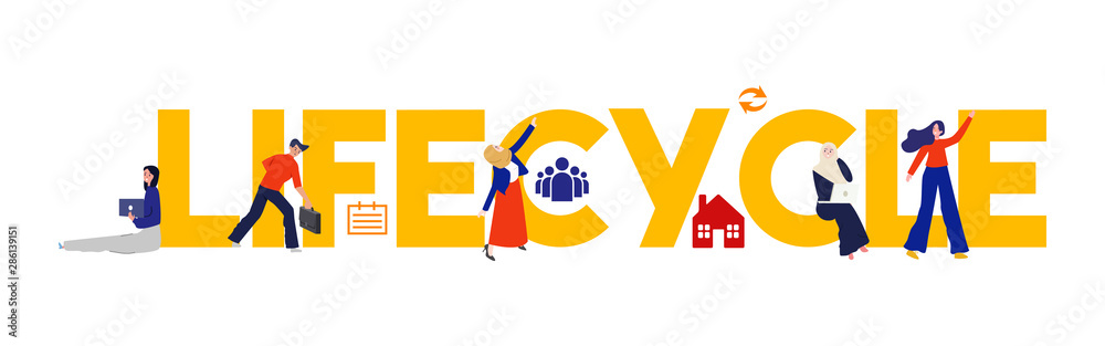 lifecycle process flow of life cycle illustration. People process work ...