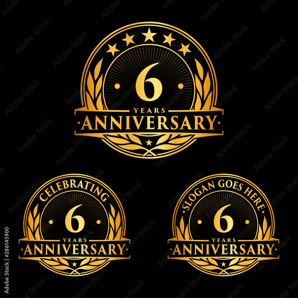 6 years anniversary set. 6th celebration logo collection. Six years ...