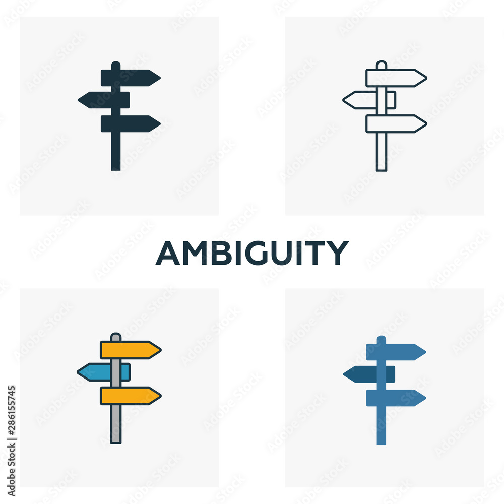 Ambiguity icon set. Four elements in diferent styles from big data ...