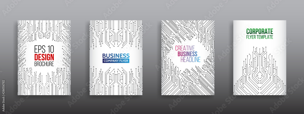 Technology modern brochure templates. Science and innovation hi-tech ...