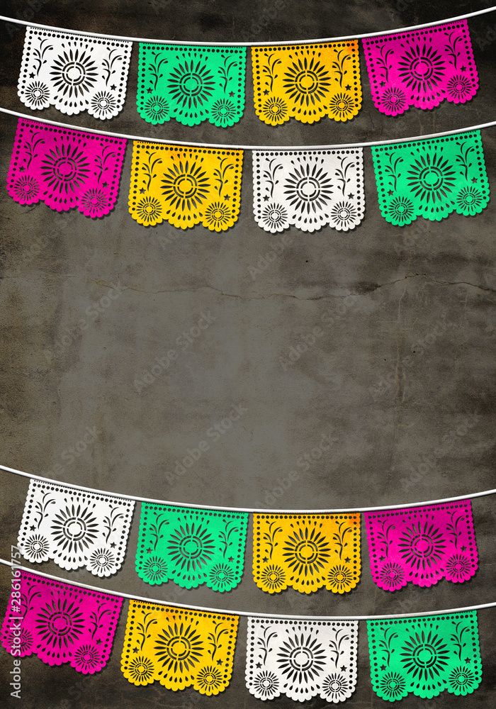 Traditional Mexican paper decoration background with old paper texture ...