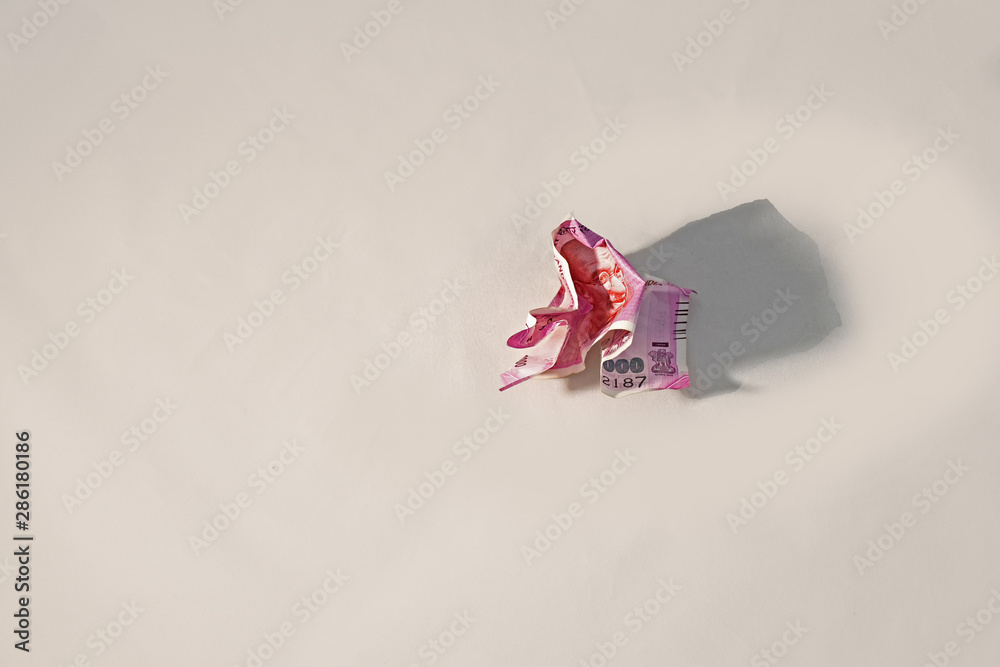 Crumpled Modern Modern Indian Two Thousand Rupees Currency Note on a ...