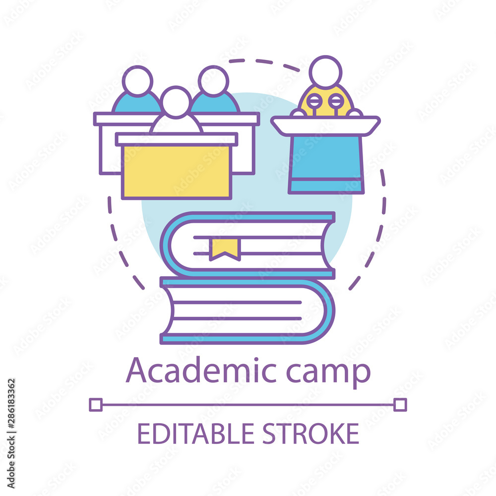 Academic camp concept icon. Knowledge, educational club, community idea ...