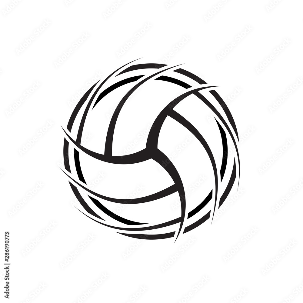 Black volleyball outline silhouette isolated on white background Stock ...