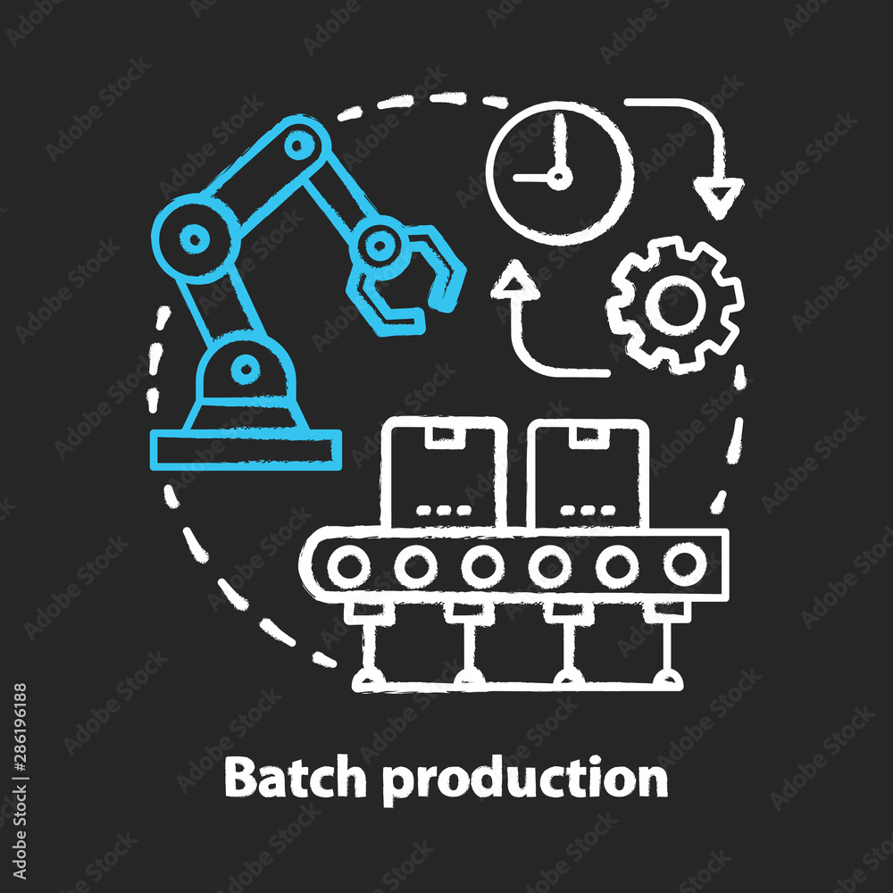 Batch production chalk concept icon. Manufacturing method idea ...