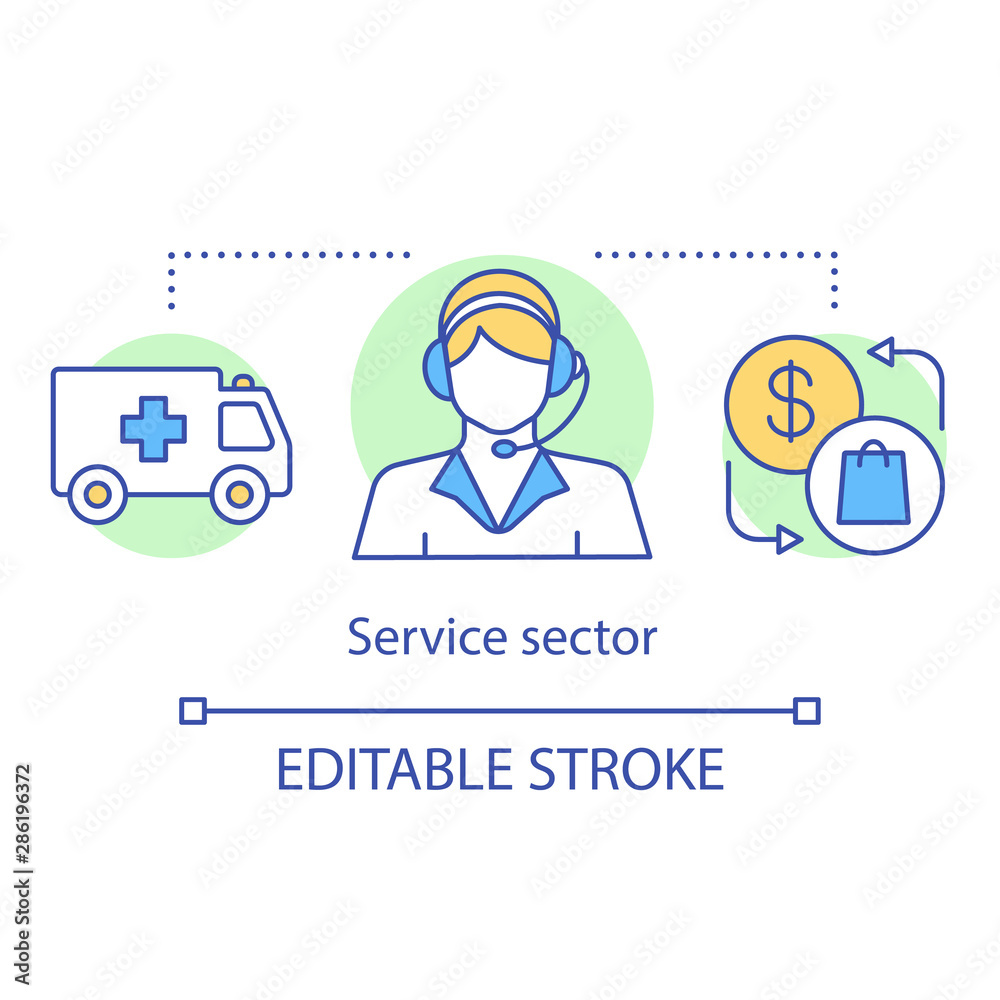 Service sector concept icon. Tertiary idea thin line illustration ...