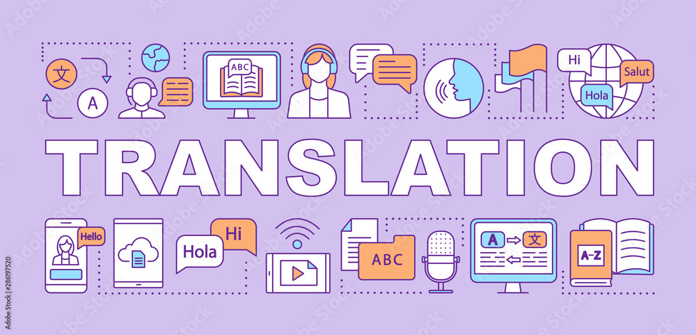 Translation word concepts banner. Foreign language interpretation ...
