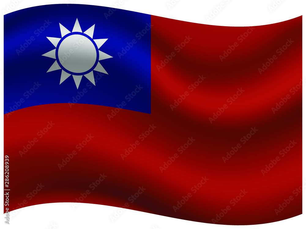 Taiwan Beautiful national flag with waving effects. original colors and ...