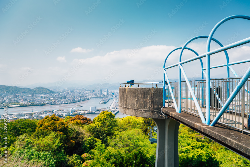 Kochi cityscape panorama from Godaisan mountain Observatory in Kochi ...