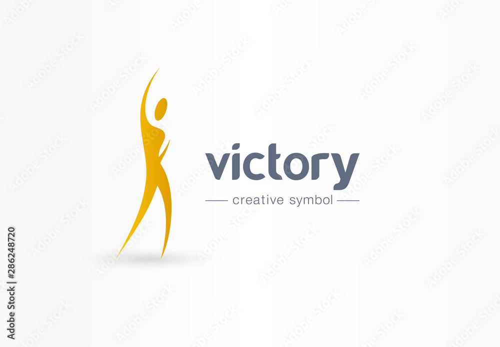 Victory, winner creative symbol concept. Happiness, celebration ...