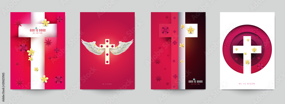 Set of creative modern religious concept with christian cross. Template ...