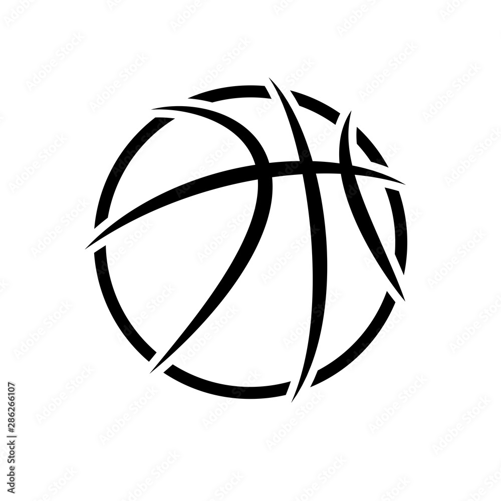 Black abstract basketball symbol isolated on white background Stock ...