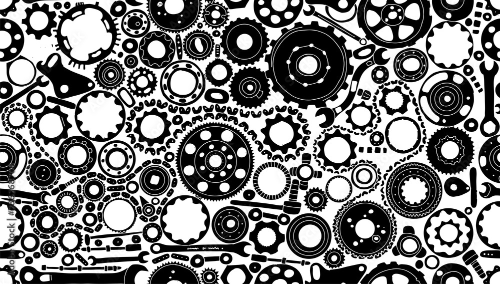 Auto spare parts and gears, seamless pattern for your design Stock ...