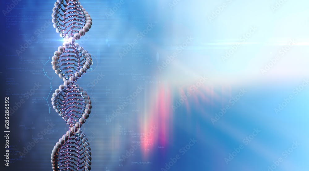 3d hyper realistic render of an artificial DNA molecule, the concept of ...