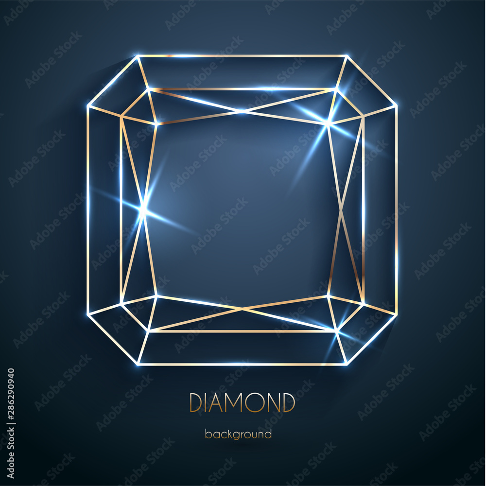 Abstract luxury template with golden diamond outlined shape - eps10 ...