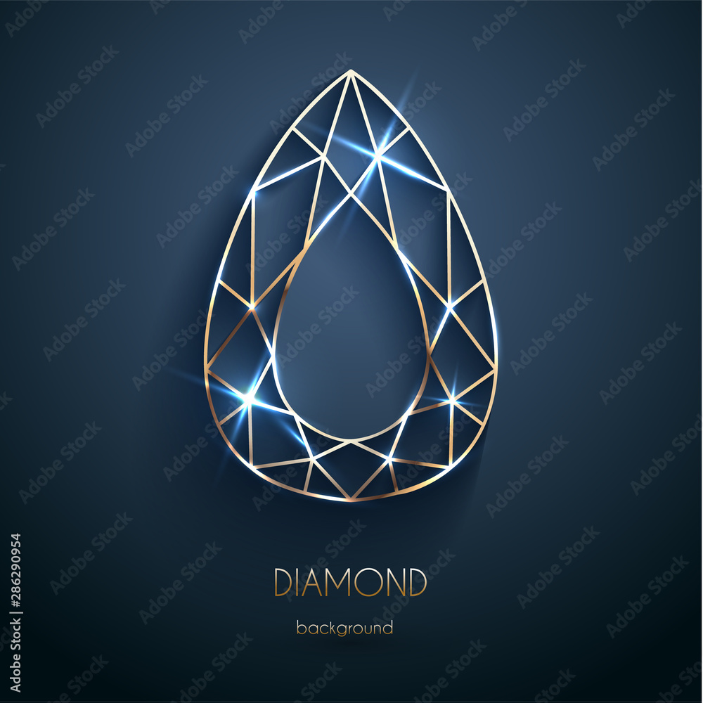 Abstract luxury template with golden diamond outlined shape - eps10 ...