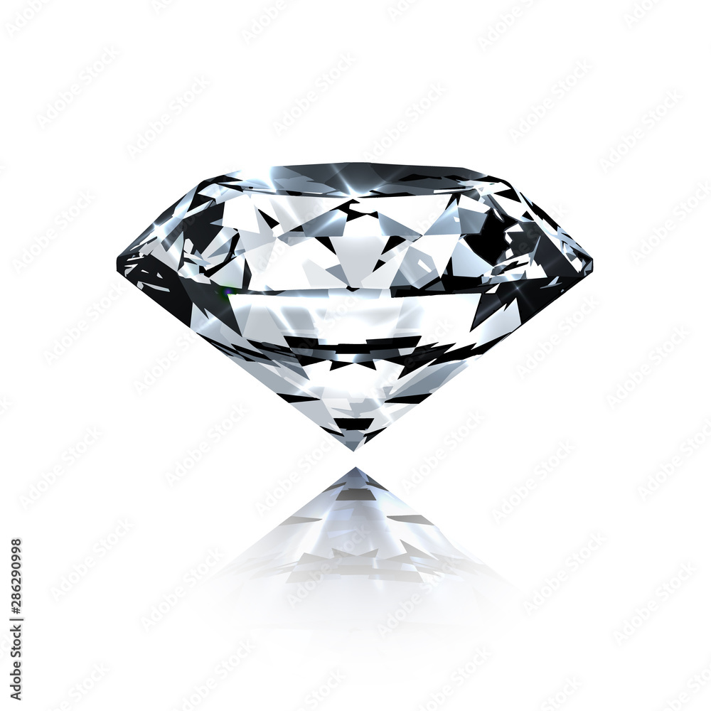 Diamond isolated on white - realistic vector illustration Stock Vector ...