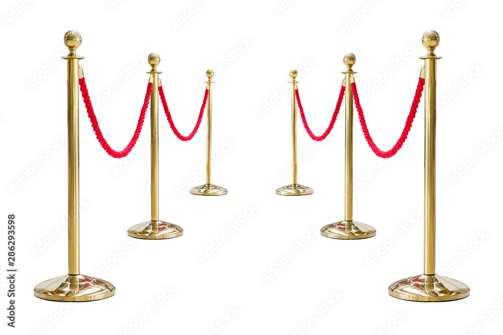 golden pole barricade isolated on white background Stock Photo | Adobe ...