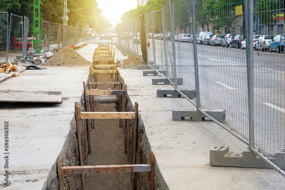 Engineering works. Repair of urban underground communications. Laying ...