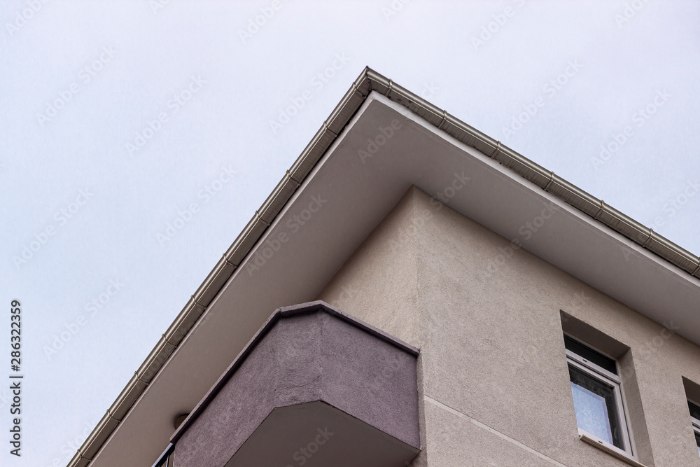 Corner view of typical concrete mass housing building at afternoon ...