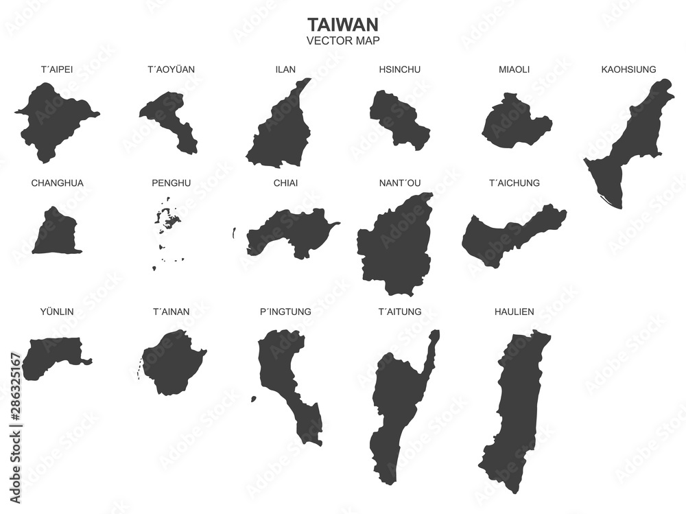 vector map of Taiwan on white background Stock Vector | Adobe Stock