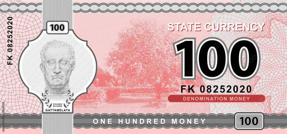 Póster Vector money banknotes illustration with portrait of Gattamelata ...