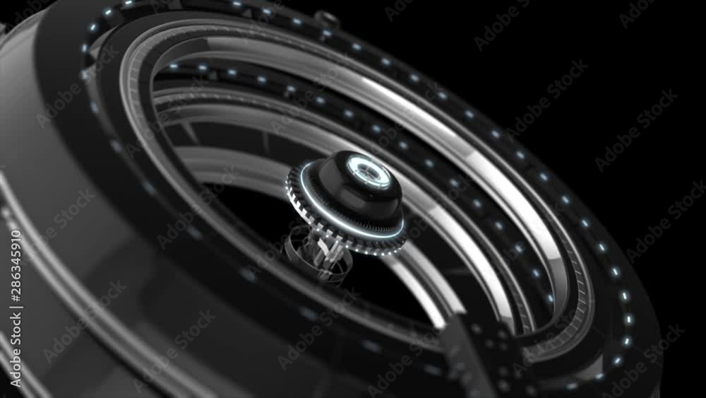 Animated futuristic abstraction of 3d electronic device, rotating ...